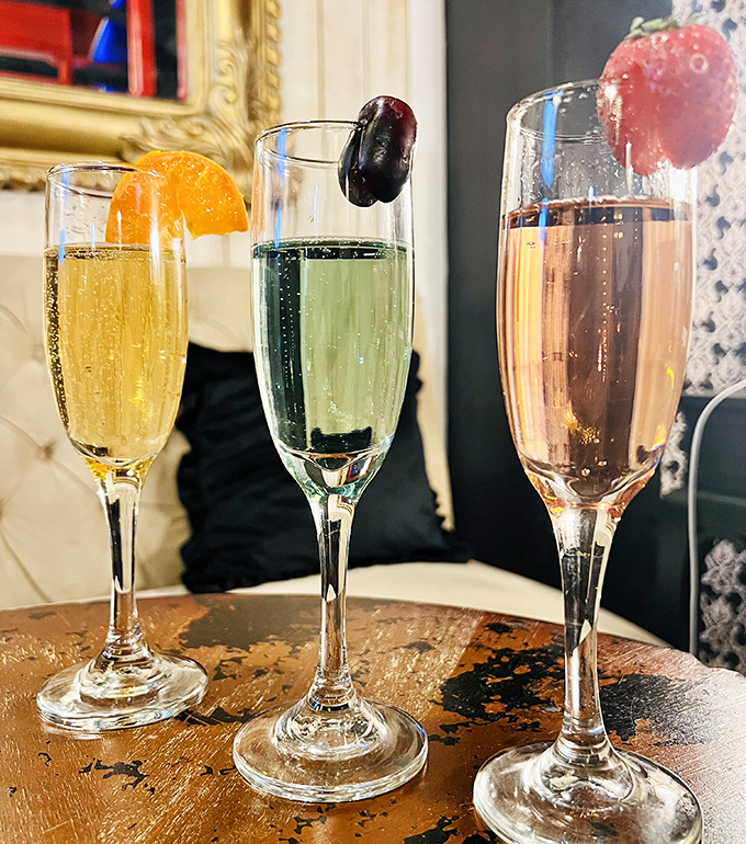 Bubbly secrets in three colorful acts. These champagne cocktails aren't just drinks; they're conversation starters with fruit-forward personalities.