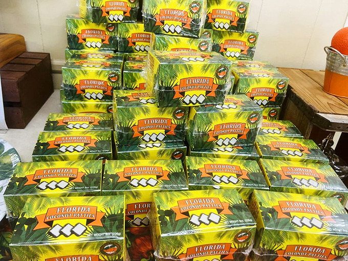 Stacks of Florida Coconut Patties await sweet-toothed travelers &ndash; a tropical vacation for your taste buds.