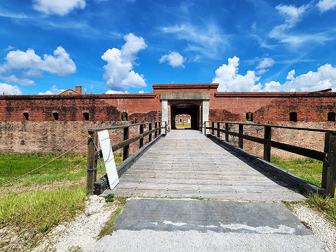 Fort Clinch's imposing entrance invites history buffs and curious wanderers alike to step back into 19th-century military life.