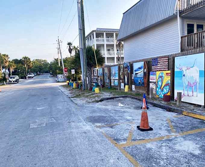 The "Grayt Wall of Art" showcases local creativity with vibrant murals that capture the spirit of this artistic beach community.