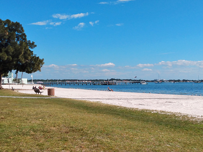 The gentle waters of Gulfport Beach invite visitors to wade, swim, or simply wiggle toes in the sand while pelicans dive-bomb for lunch nearby.