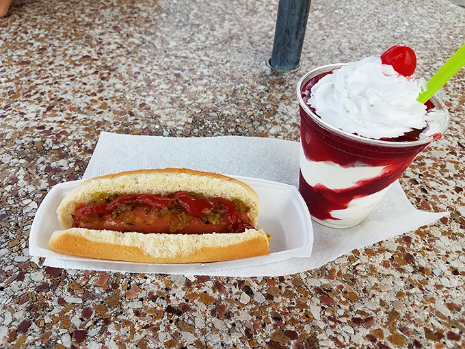 Not just for sweet tooths! Twistee Treat's savory side includes hot dogs that pair surprisingly well with their frozen treats &ndash; a perfect salty-sweet combination.