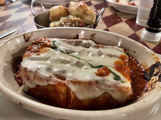 This isn't just lasagna &ndash; it's a geological wonder of perfectly layered pasta, cheese, and sauce that would make any Italian grandmother nod in approval.