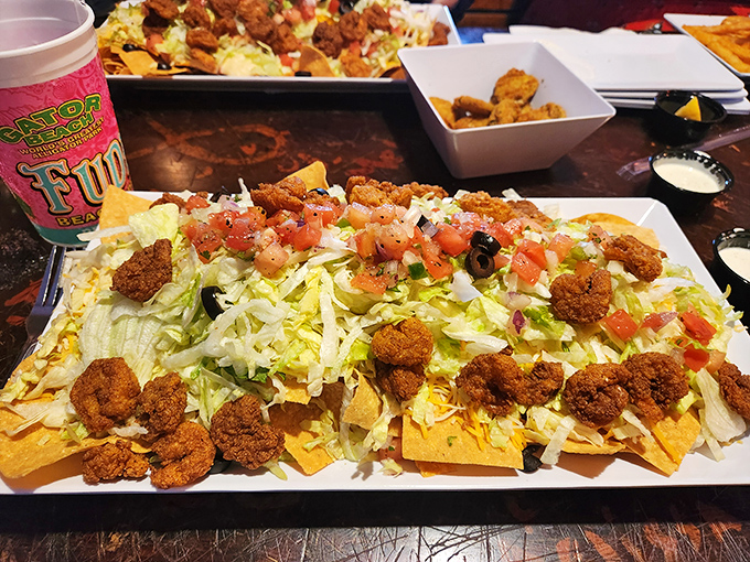 Nachos that require a climbing permit! These crispy mountains topped with seasoned chicken could feed a small village or one hungry teenager.