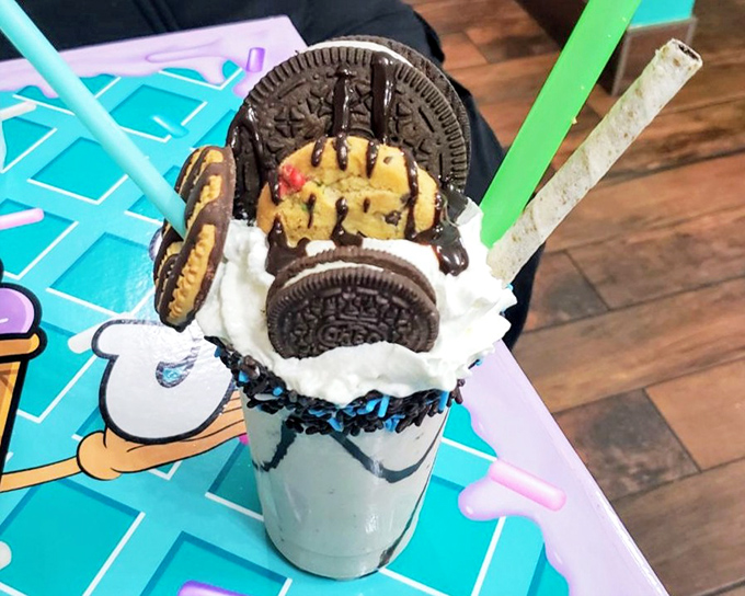 This Oreo milkshake isn't just a drink, it's an architectural marvel where cookies stage a delicious rebellion against gravity.