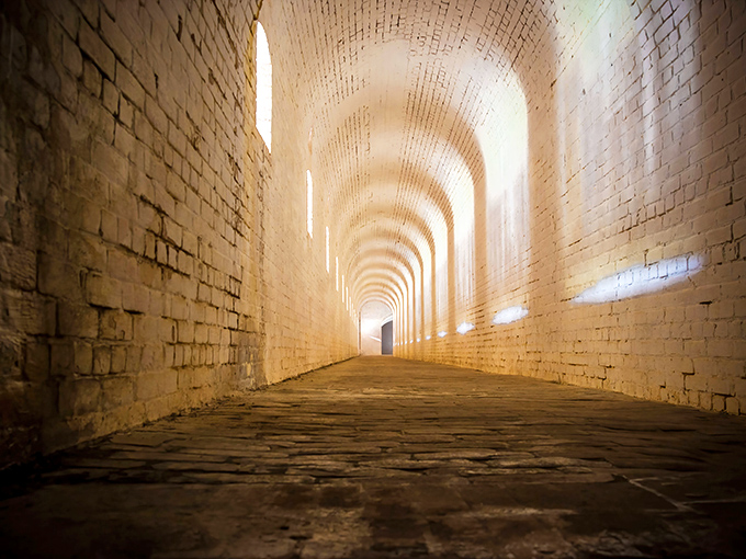 Light plays hide-and-seek along this mesmerizing tunnel, creating a cathedral-like atmosphere in what was once a military necessity.