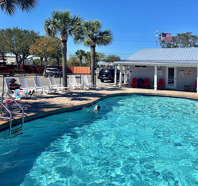 The pool area: Where "I'll just dip my toes in" turns into three hours of floating bliss under swaying palms.