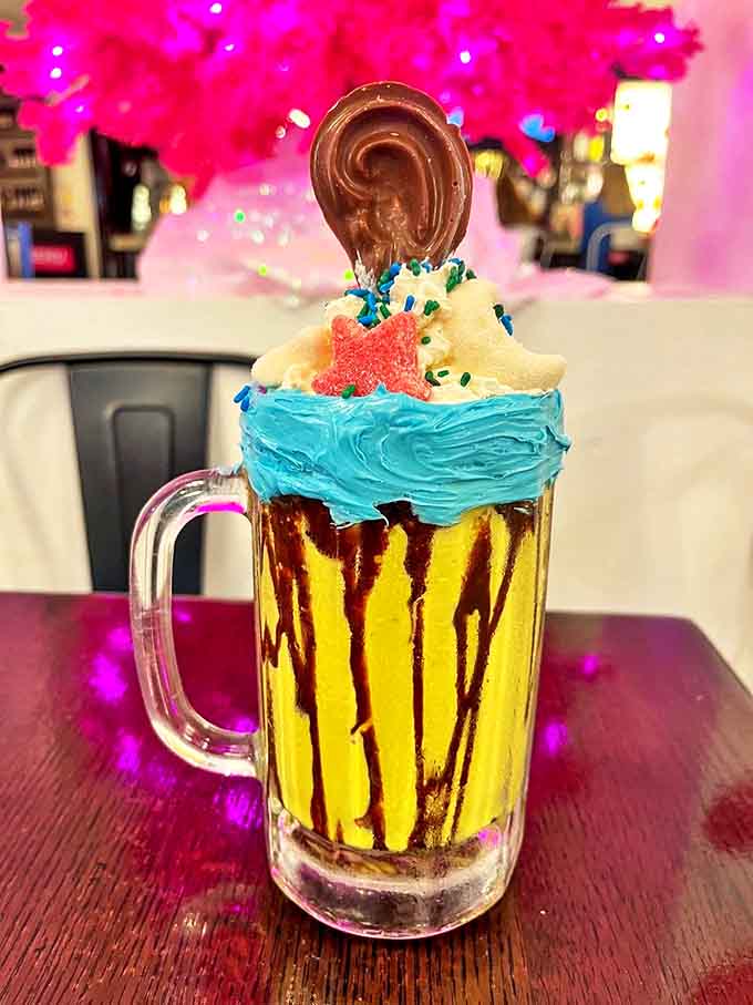 The Van Dough shake isn't just a dessert, it's performance art &ndash; blue frosting, animal cookies, and chocolate garnishes create an Instagram moment in a glass.