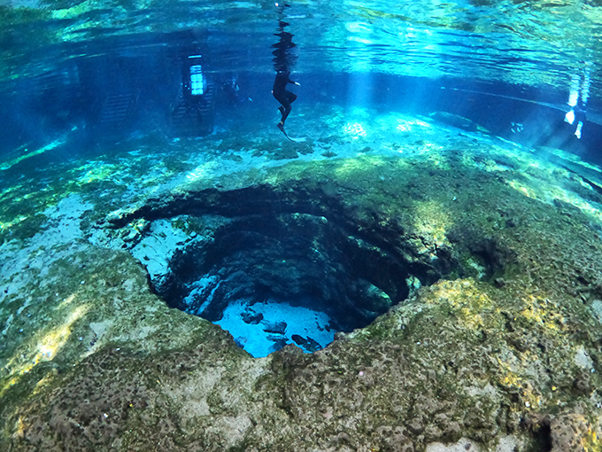 Beneath the surface lies another world entirely &ndash; a mysterious blue abyss where cave divers find both challenge and wonder.