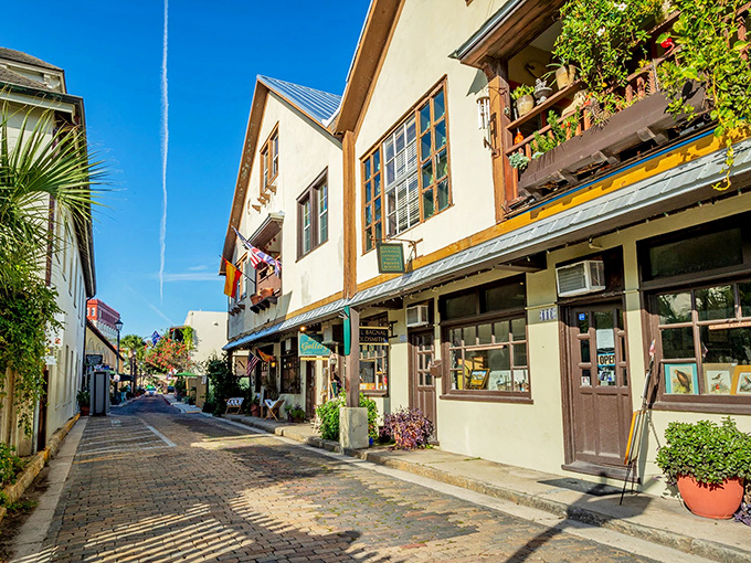 Colonial-era architecture meets Florida sunshine on this brick-paved thoroughfare. No DeLorean required for this time travel!