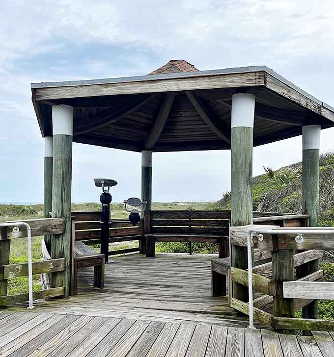 This charming gazebo viewing deck offers front-row seats to nature's greatest show &ndash; the meeting of land, sky, and sea.