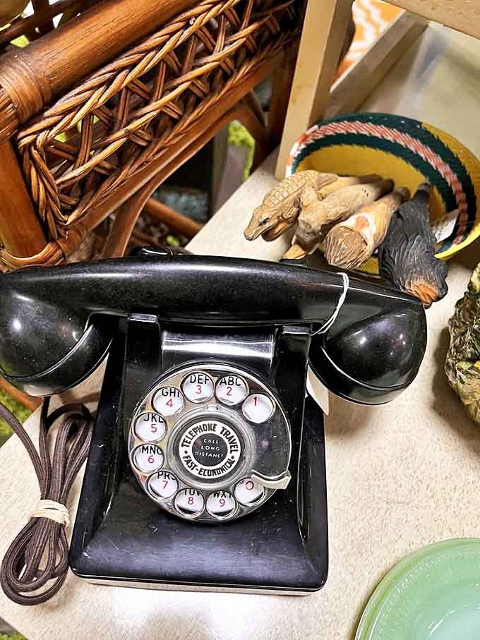 This rotary relic from the pre-smartphone era sits patiently, as if waiting for a call from 1955 to discuss dinner plans.