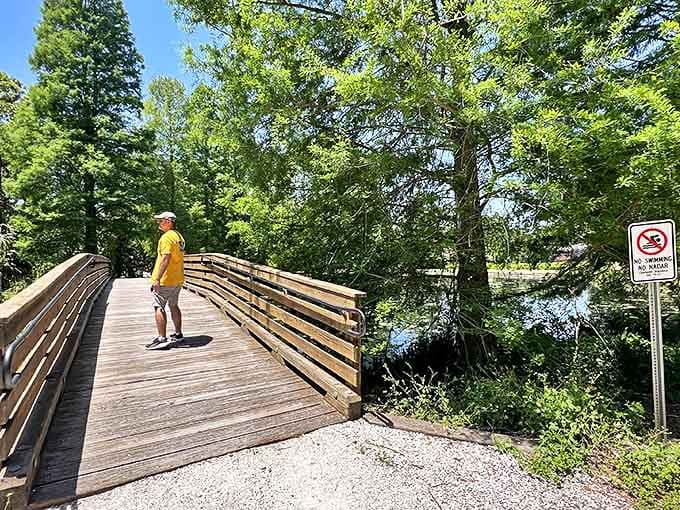 Standing on the boardwalk, contemplating nature's beauty and wondering why anyone would choose a treadmill over this view.