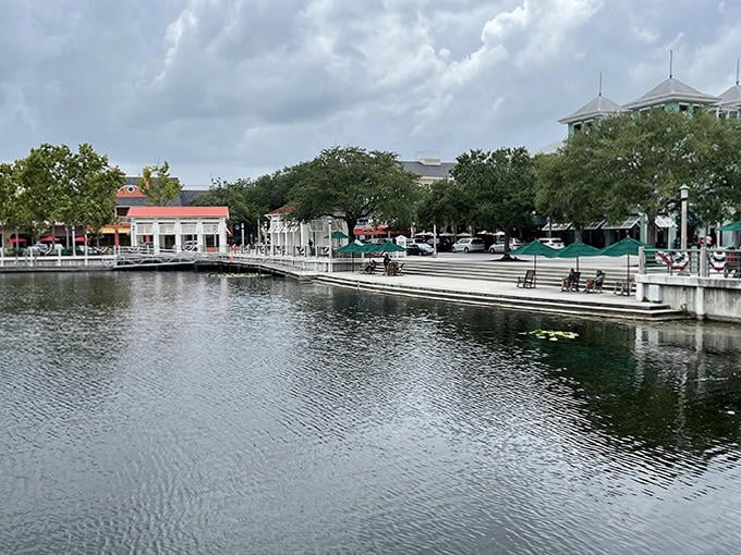 The waterfront promenade invites leisurely strolls where the biggest decision is which restaurant patio deserves your attention.
