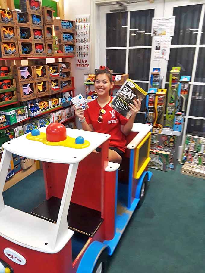 Even study materials become exciting treasures when discovered in this book lover's paradise – SAT prep never looked so appealing!