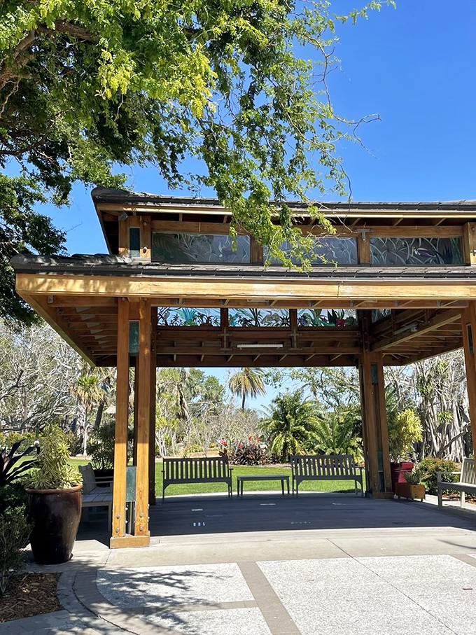 This Japanese-inspired pavilion offers the perfect vantage point for contemplation – or pretending you're in a period drama.