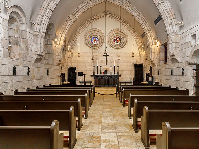 The chapel's simple elegance speaks volumes in whispers, its ancient stones having witnessed more prayers than a bingo hall has heard "B-12."