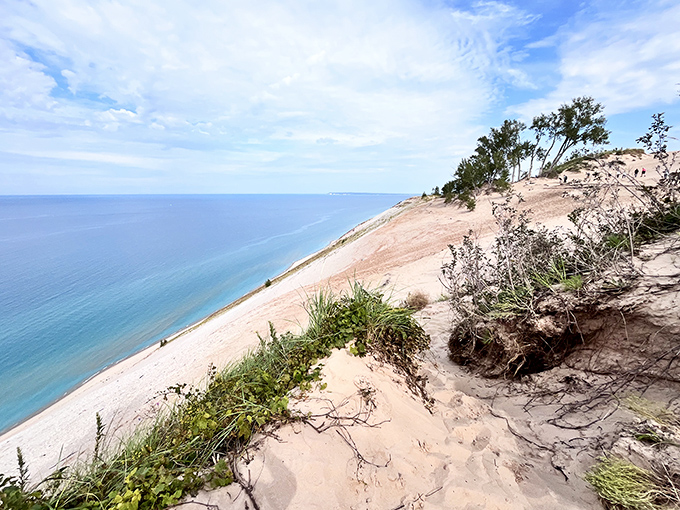Nature's perfect sandbox &ndash; massive dunes cascade toward Lake Michigan in golden waves of wind-sculpted sand.