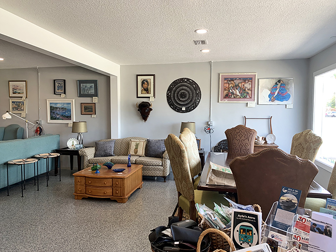 Cozy living room vignettes showcase quality furniture pieces waiting for their second chance at making a house feel like home.