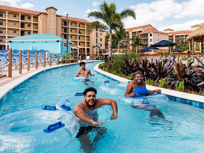 Happy visitors float along in perfect contentment, proving that sometimes doing absolutely nothing can be the most satisfying activity of all.