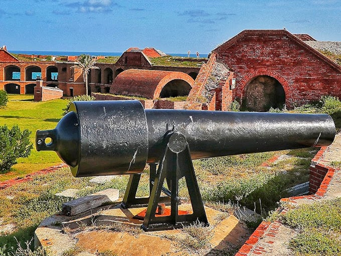 This massive cannon once stood ready to defend American waters, though never fired a shot in battle.