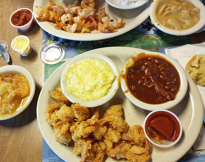 Golden fried shrimp that snap between your teeth, served with sides that aren't afterthoughts &ndash; this plate tells the whole delicious story.