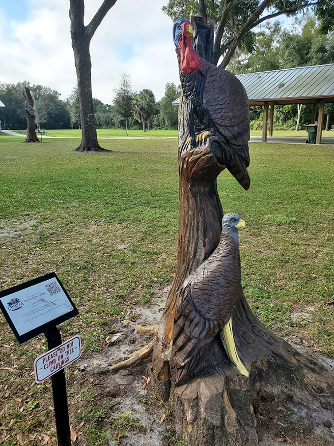 This turkey sculpture struts its stuff with impressive detail, from textured feathers to its distinctive red wattle.