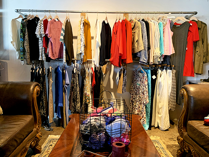 Thoughtfully arranged women's clothing racks offer everything from casual everyday pieces to statement garments, creating a democratic fashion playground where budget doesn't limit style.