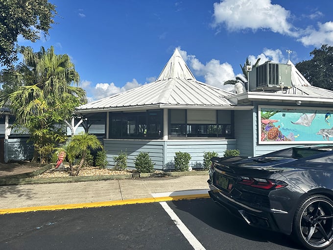 Dixie Crossroads' distinctive exterior hints at the seafood treasures within &ndash; where rock shrimp reign supreme and corn fritters start every meal.