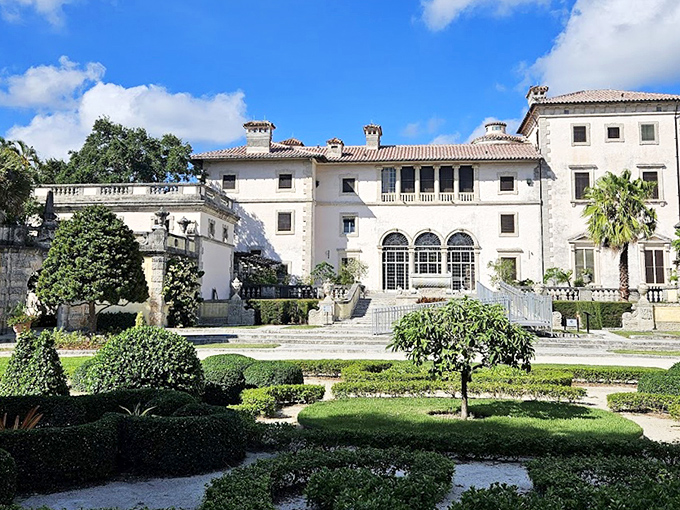 Vizcaya's Italian-inspired mansion provides a regal backdrop to gardens where fountains have whispered to visitors for over a century.