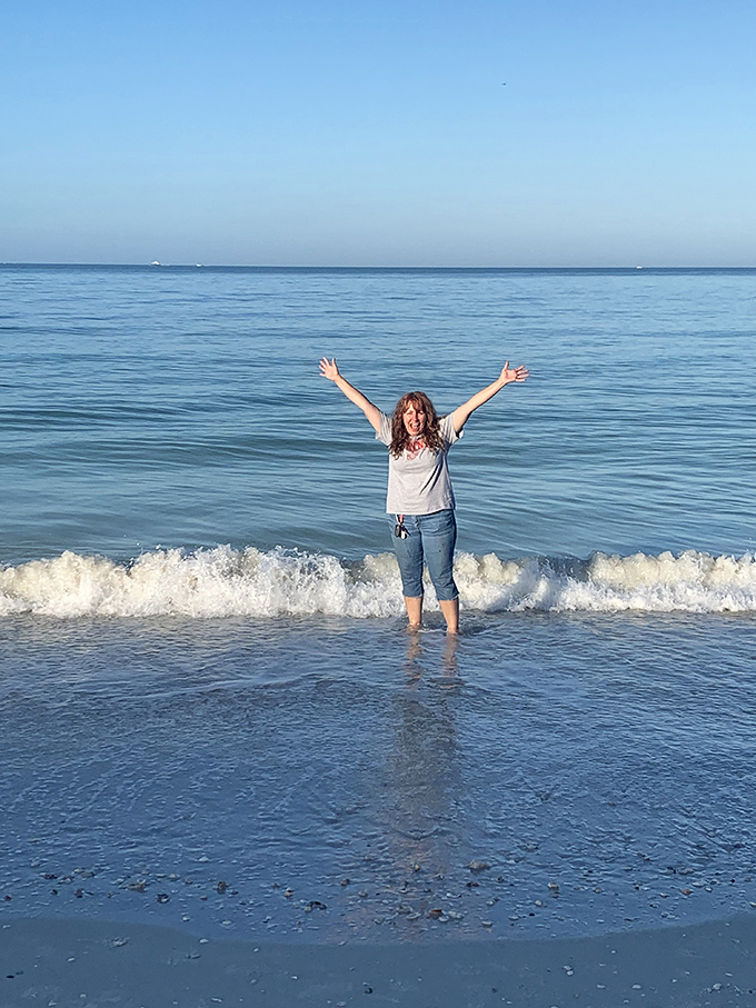 The gentle waves of Marco Beach invite waders into waters so clear you can count the shells beneath your feet.