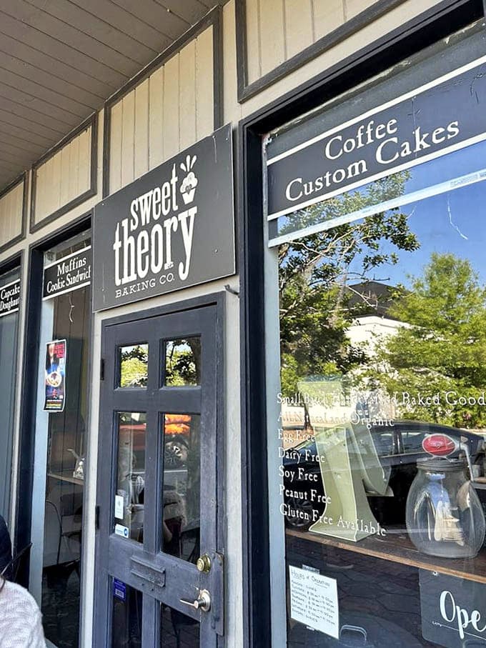 The welcoming entrance to Sweet Theory Baking Co. invites guests to discover inclusive, delicious baked goods.