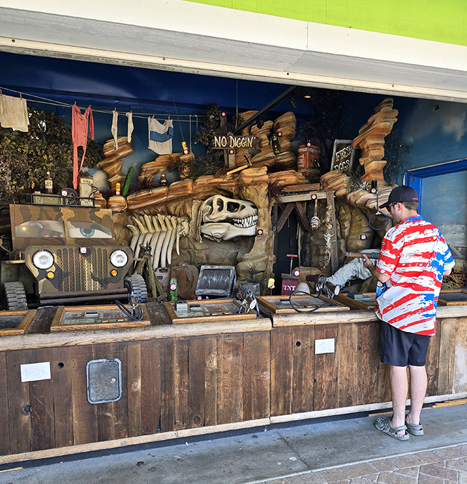 "No Diggin'" warns the sign at this fossil-themed attraction where paleontological wonders await curious explorers.