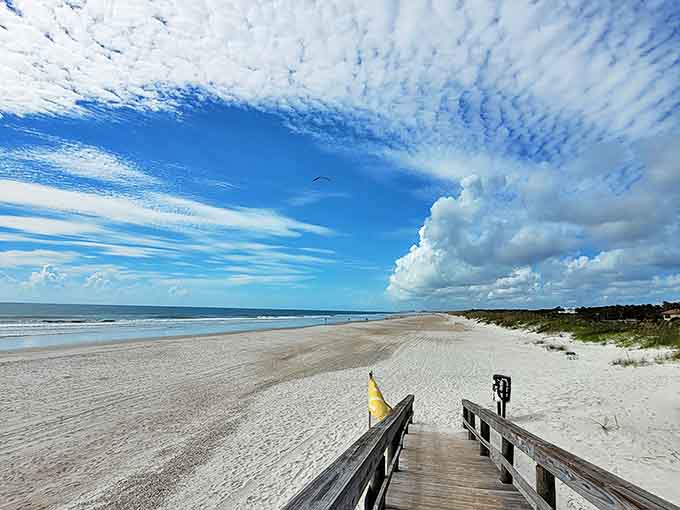 Miles of pristine shoreline stretch before you at Hanna Park's beach, where the Atlantic plays an endless game of tag with the sand.