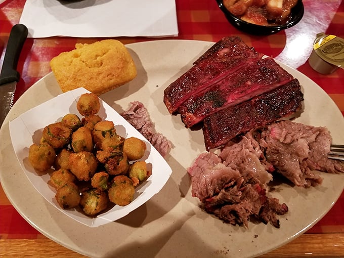 Behold the pink smoke ring of barbecue excellence! Tender slices of beef brisket with perfectly rendered fat that melts like butter on your tongue.
