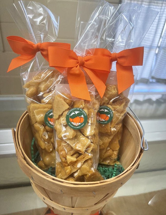 Golden brittle bags lined up like edible treasure &ndash; crunchy, sweet perfection with that signature citrus twist.