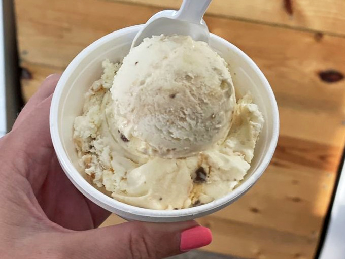 Creamy Butterfinger ice cream that somehow captures both the candy bar's flavor and your childhood memories in one perfect scoop.