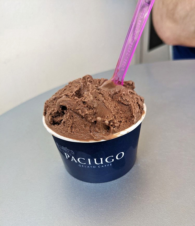 Rich, velvety chocolate hazelnut gelato that makes Nutella seem like amateur hour – this is what chocolate dreams are made of, folks.