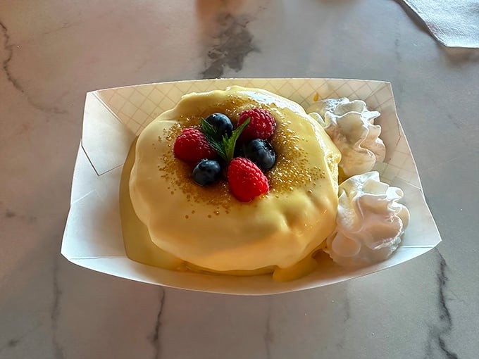 This cr&egrave;me br&ucirc;l&eacute;e masterpiece combines the crackling sugar top of a classic French dessert with the pillowy texture of Japanese pancakes &ndash; breakfast meets Paris.