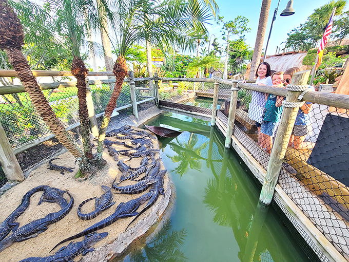 These prehistoric residents observe your putting skills with reptilian patience, probably judging your form from behind those prehistoric eyes.