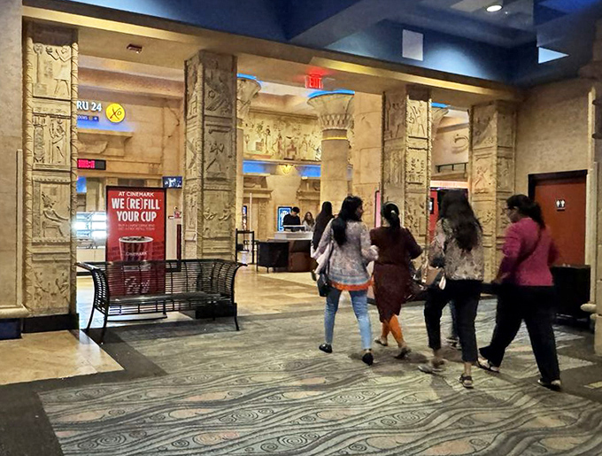 Massive columns with lotus capitals frame the walkways, making a trip to the restroom feel like a procession through Karnak Temple.