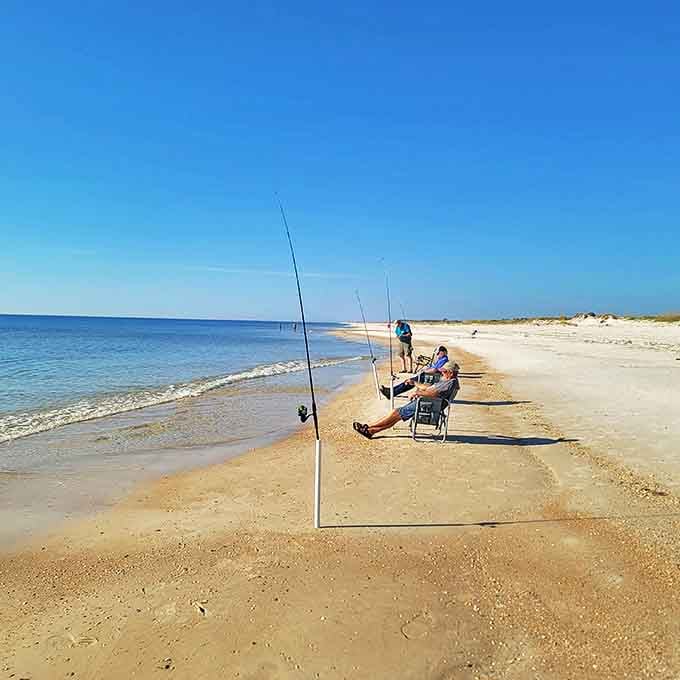 Surf fishing at St. George Island combines the thrill of the catch with the zen of standing in beautiful water, making it a win even when the fish aren't biting.