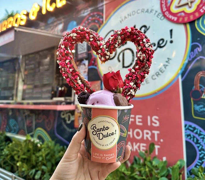 Love takes physical form in this heart-shaped churro creation, proving romance isn't dead &ndash; it just needed more sugar.