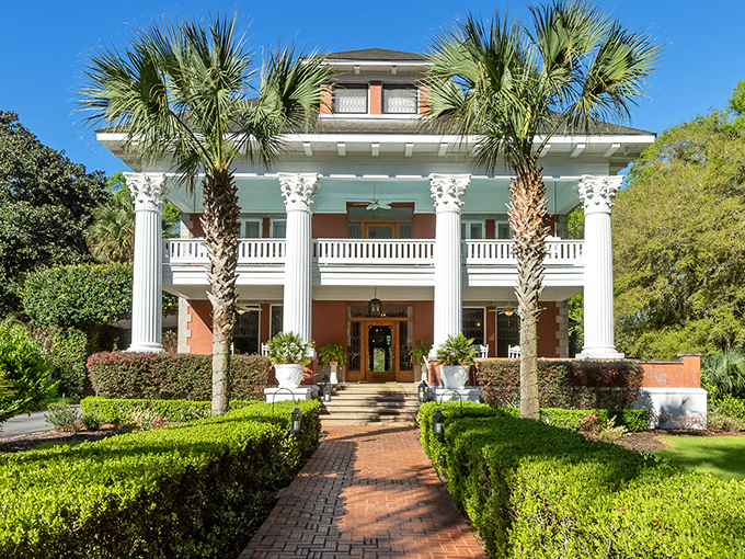 The majestic Herlong Mansion stands as Micanopy's crown jewel, its imposing white columns and manicured gardens exuding Southern grandeur.