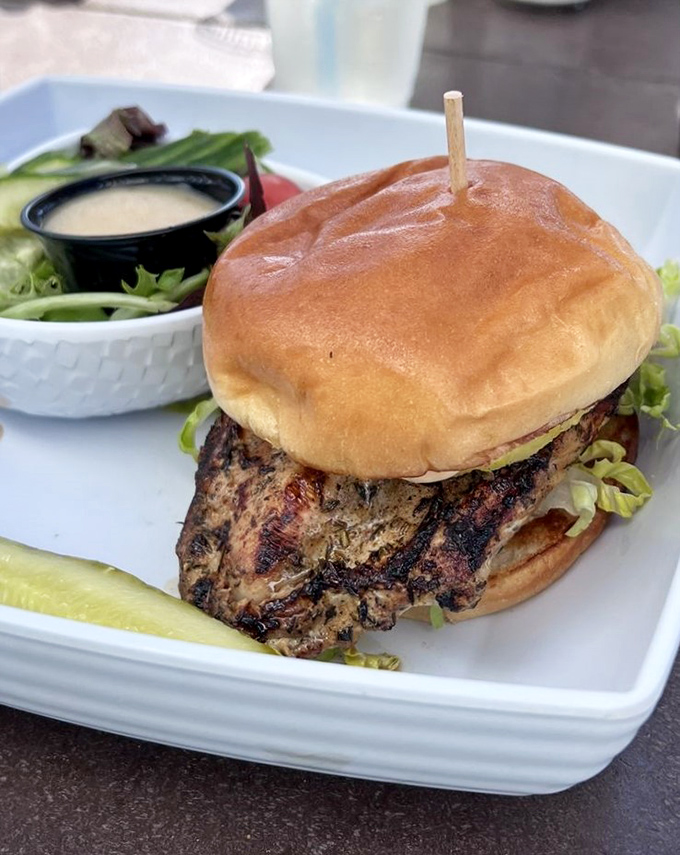 This isn't just lunch, it's an experience &ndash; a perfectly grilled jerk chicken sandwich that deserves its own thank-you note.