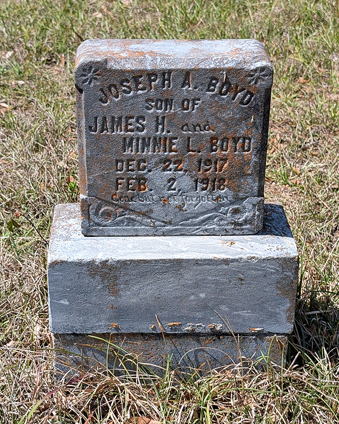 Joseph A. Boyd Tombstone: Just 37 days on earth, yet remembered for over a century &ndash; this tiny marker speaks volumes about frontier-era childhood fragility.