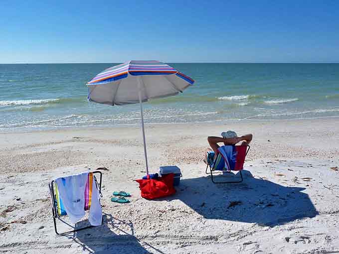 The ultimate beach day setup: One person, two chairs, and endless horizon &ndash; sometimes simplicity is the ultimate luxury.