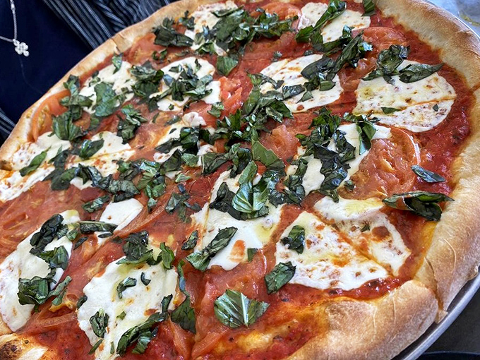 Sometimes perfection is simple &ndash; fresh tomatoes, basil that actually tastes like something, and cheese that performs Olympic-level stretching routines.