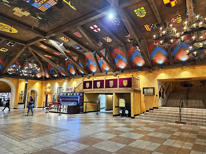 Medieval Times Great Hall Lobby: Heraldic splendor greets visitors in the Great Hall, where medieval craftsmanship meets modern engineering.