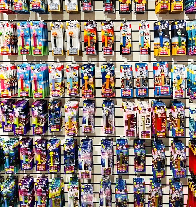 The PEZ collection transforms tiny sugar bricks into a pop culture museum, with dispensers spanning decades of beloved characters.